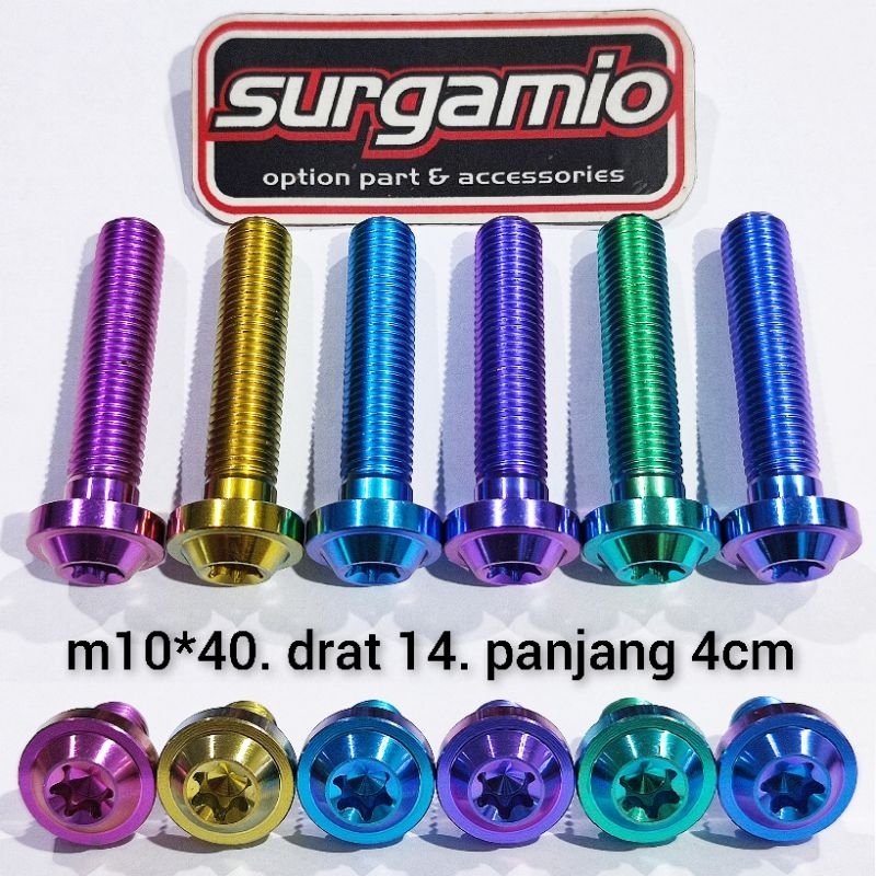Jual Baut titanium 10x40 big baut titan drat 14 panjang 4 cm Grade 5 Vietnam | Shopee Indonesia