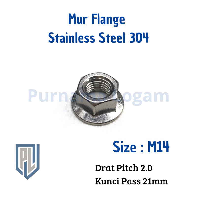Jual Mur Flange M14 Drat Kasar Stainless 304 A2-70/ Drat 19 | Shopee ...