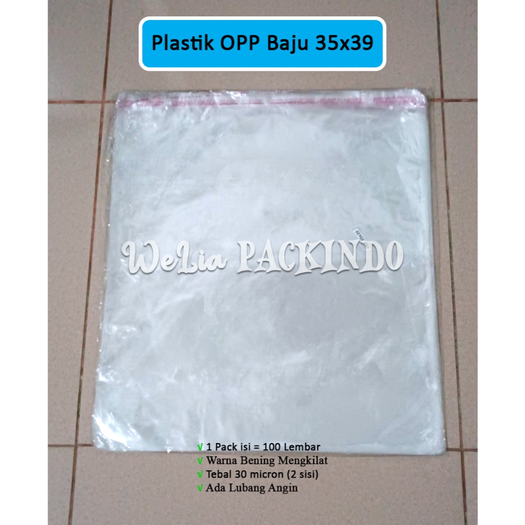 Jual Plastik OPP Baju 35x39 isi 100 Lembar / Plastik OPP Seal Lem Bening / Plastik Baju Kemasan ...