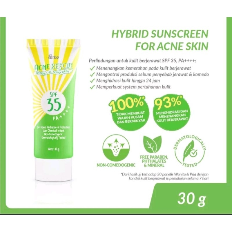 Jual FANBO ACNE RESCUE WATER GEL SUNSCREEN 30GR | Shopee Indonesia