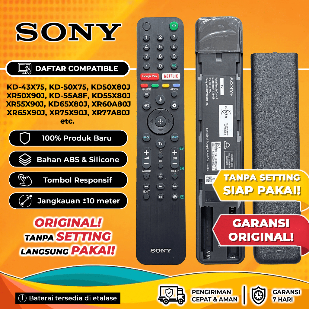 Jual Voice Remote RMF-TX500P SONY TV Android KD-49X8000H KD-50X75K KDL-60W600B XR-55X90J XR ...