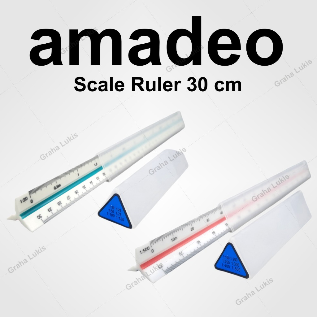 Jual Amadeo Scale Ruler 30 cm - Penggaris Skala Segitiga Arsitek ...