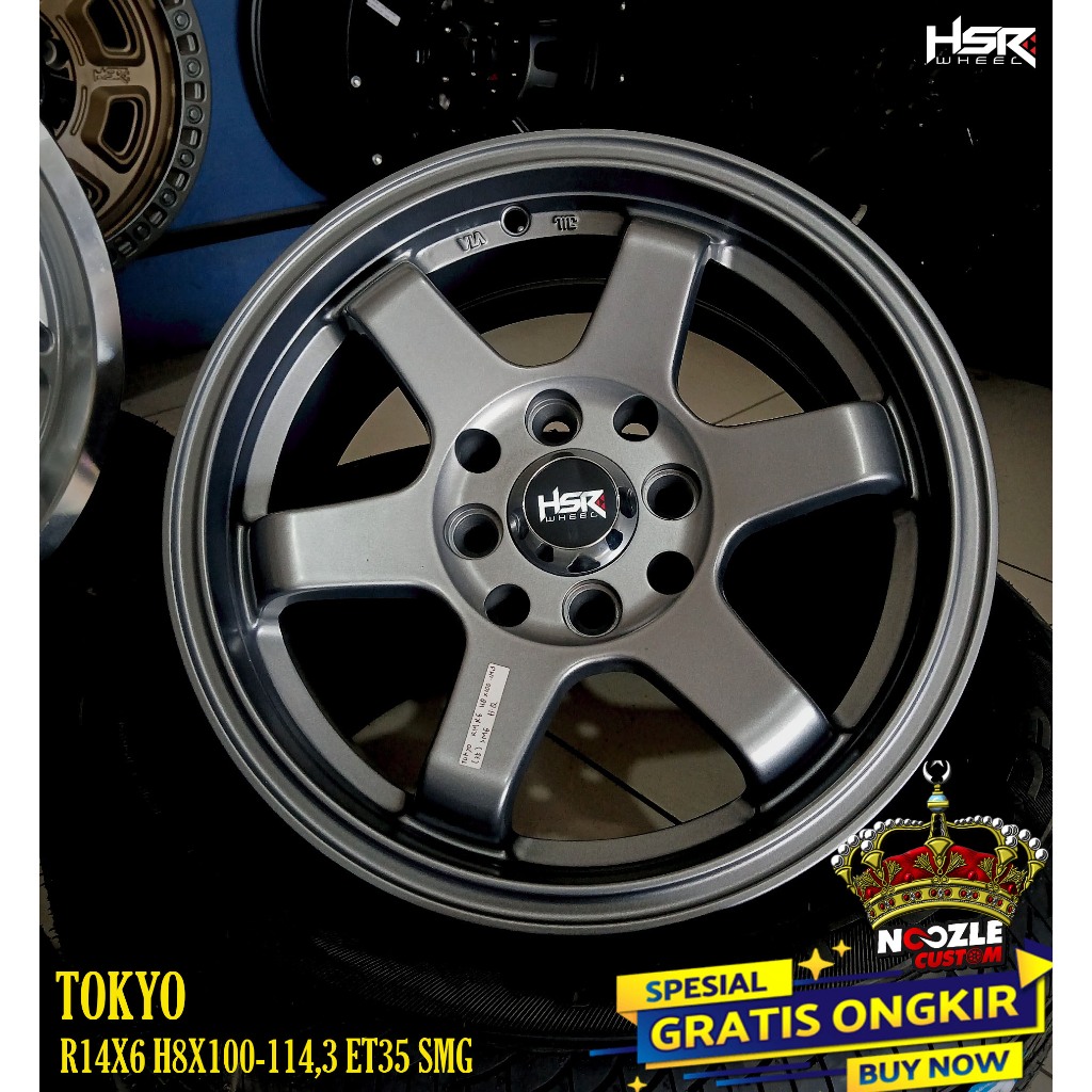 Jual Velg Mobil Brio Agya Ring 14 Lubang 4 Double PCd Pelek HSR R14 Type Tokyo Full Grey ...