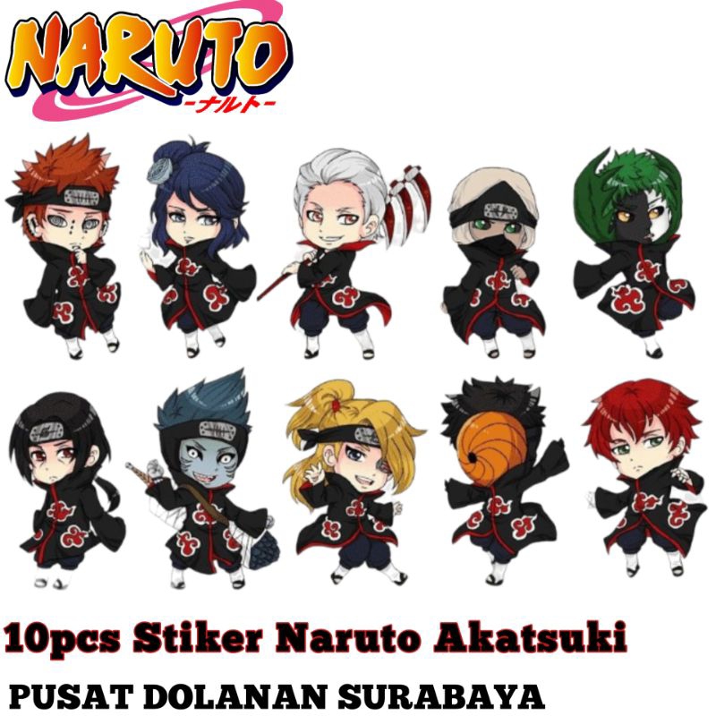 Jual Sticker anime Naruto Akatsuki 10pcs Pain Deidara Tobi Uchiha ...
