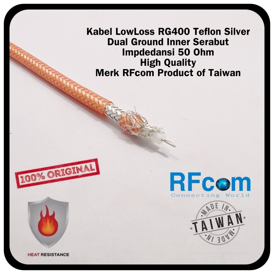 Jual Kabel Teflon LowLoss RG400 Dual Ground Silver High Quality RFcom ...