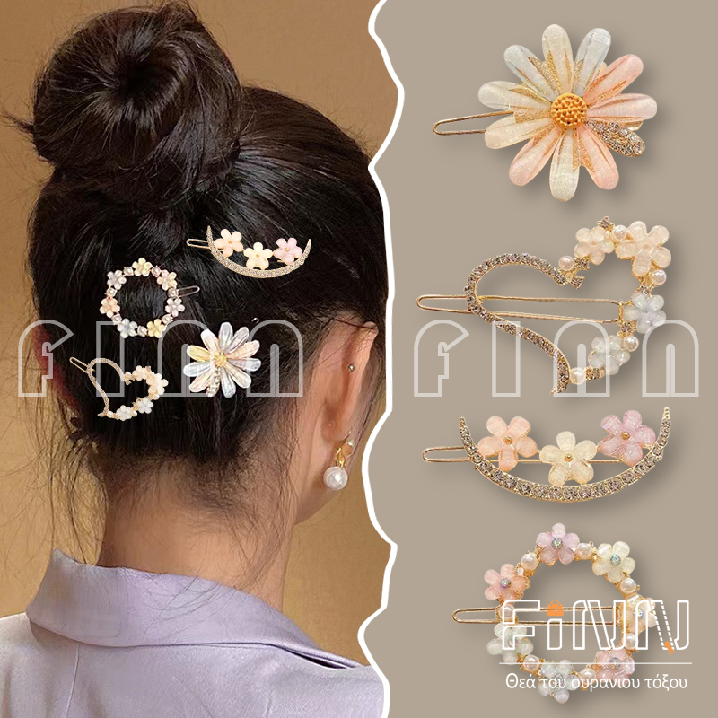 Jual Finn - Jepit Rambut Clip Bunga Geometris Jepitan Wanita Flower ...