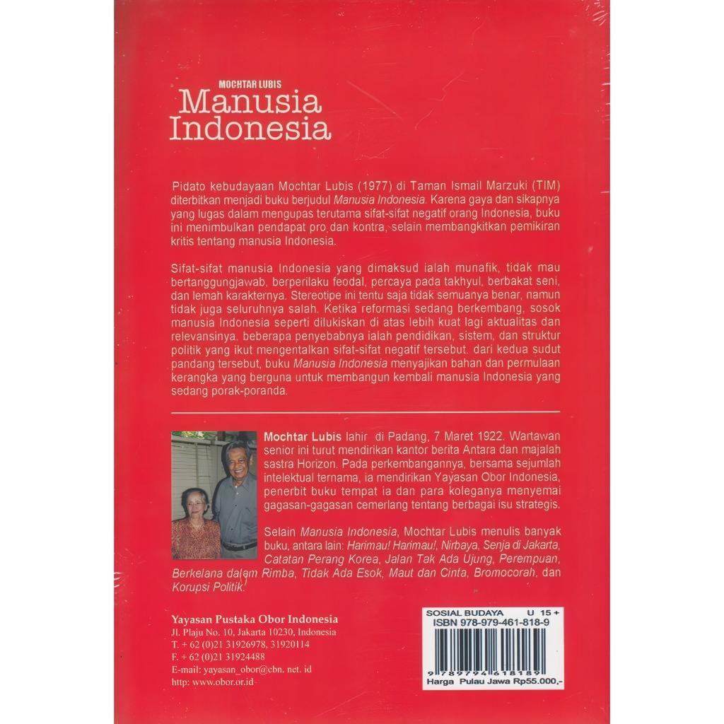 Jual Buku Manusia Indonesia - Mochtar Lubis - Penerbit Obor | Shopee ...