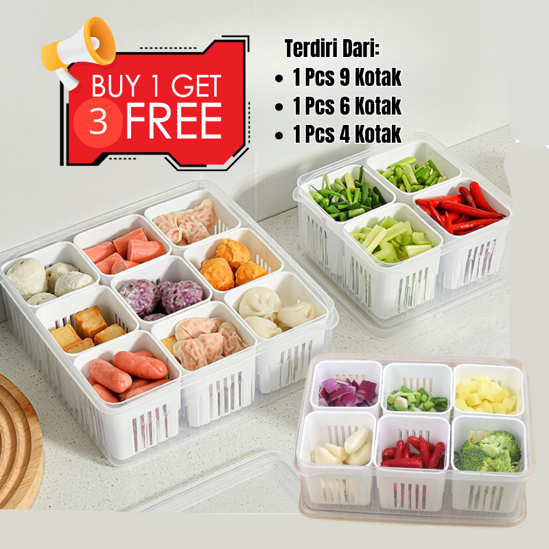 Jual Kotak Simpan Kulkas Isi 3 Kotak Sayur Cabe Kontainer Kulkas dengan ...
