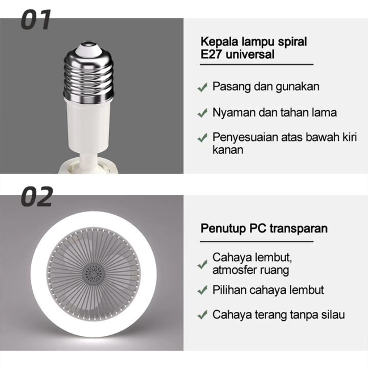 Jual Smart Lampu Dan Kipas LED 2IN1 Lampu Gantung Plafon Set Kipas ...