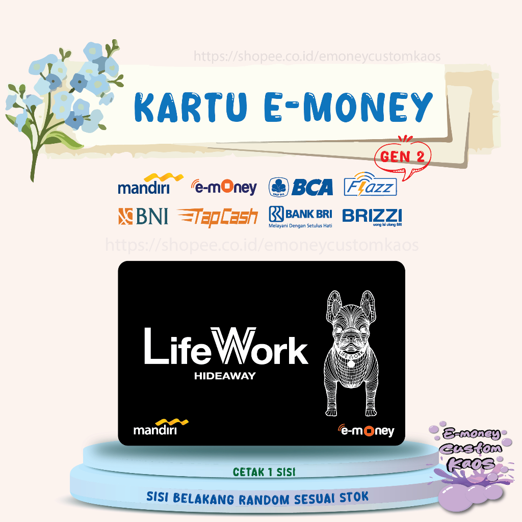 Jual KARTU EMONEY RADOG LOGO LIFEWORK BRAND BLACK MANDIRI FLAZZ BCA BNI ...