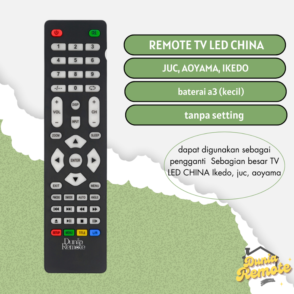 Jual Remot / Remote TV Lcd Led JUCC full colour / IKEDO / AOYAMA FULL COLOUR tanpa setting ...