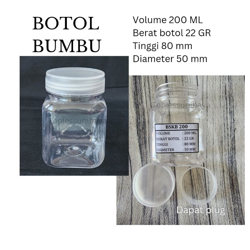 Jual 10 BIJI BOTOL BUMBU 180 ML 200 ML KOTAK BULAT BOTOL KECIL TOPLES ...