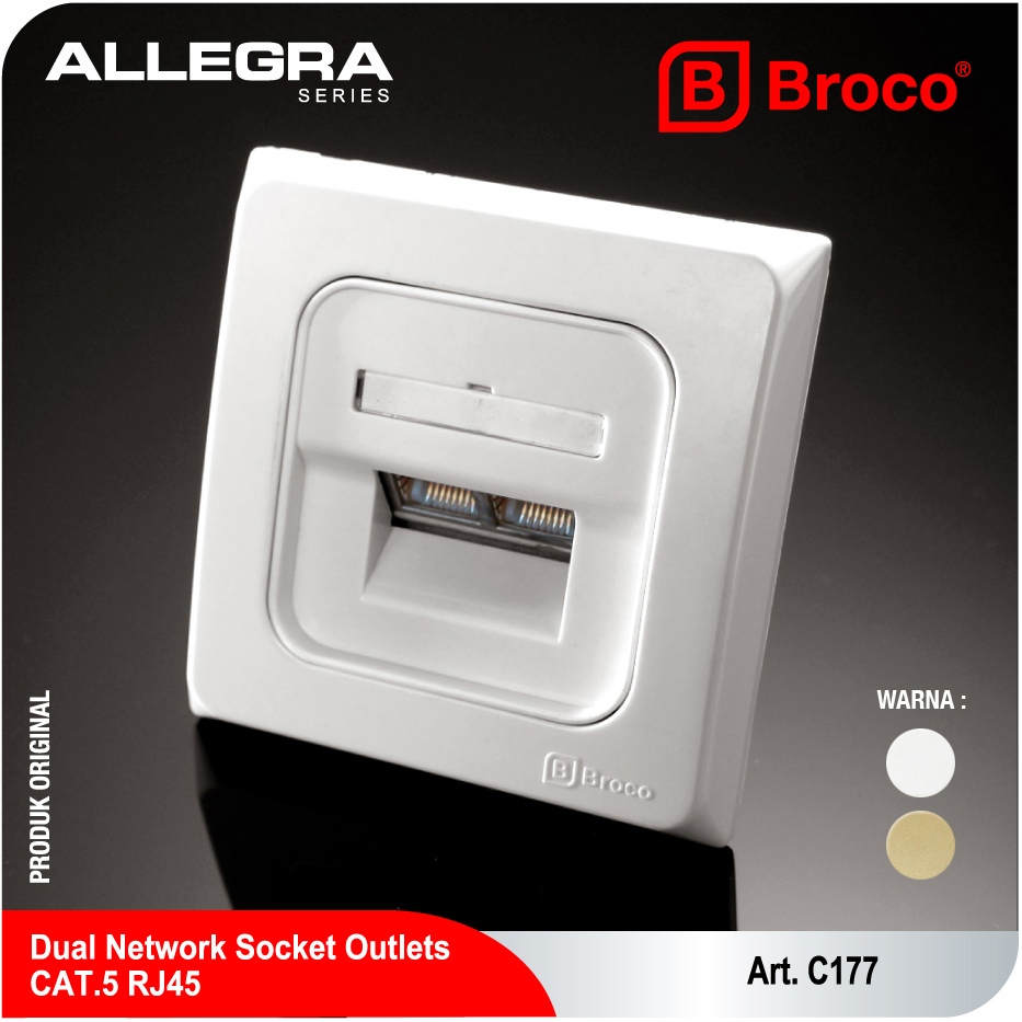 Jual Broco Electrical Allegra C177 Stop Kontak Dual Jaringan RJ45 Cat.5 ...