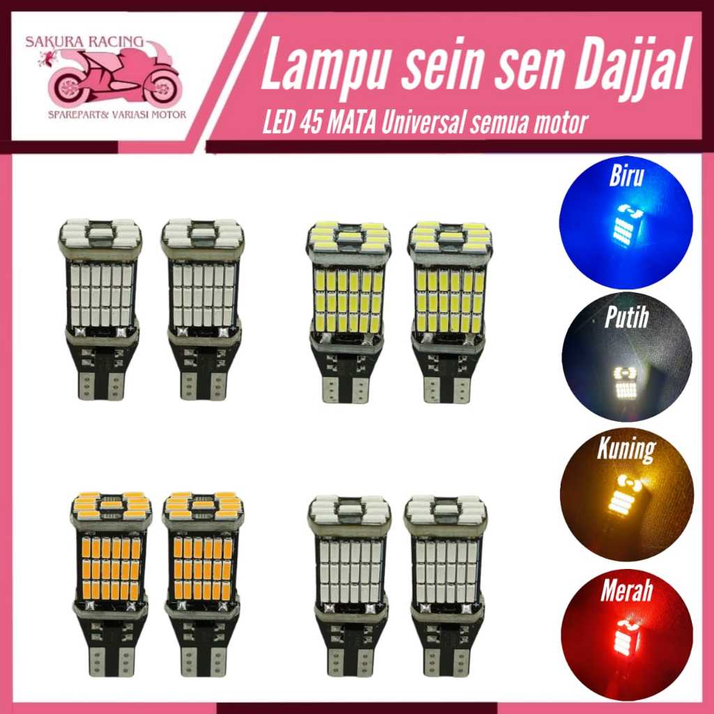 Jual Lampu Sen Dajjal Sepasang Sein Dajjal motor 45 LED Senja T10 Super terang Universal Semua ...