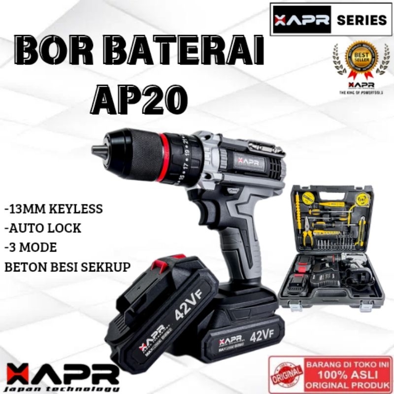 Jual PROMO BOR CORDLESS TYPE AP20 APR JAPAN MESIN BOR BATERAI DRILL ...