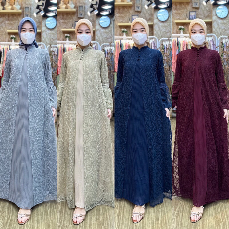 Jual Set Gamis Tulle Premium / Gamis Ceruty Kombinasi / Gamis Kondangan ...
