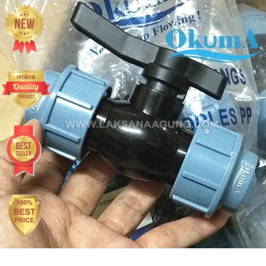 Jual Okuma - Ball Valve Hdpe Compression 1/2 inch | Stop kran Hdpe 20 mm | Shopee Indonesia