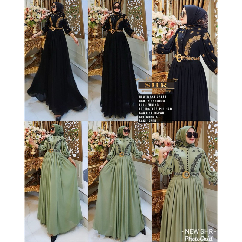 Jual “NEW” READY MAXI DRESS SULTAN PIK BORDIR CERUTY BY SHR // GAMIS ...