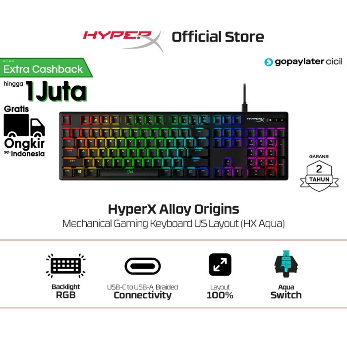 Jual HyperX Alloy Origins - Mechanical Gaming Keyboard | Shopee Indonesia