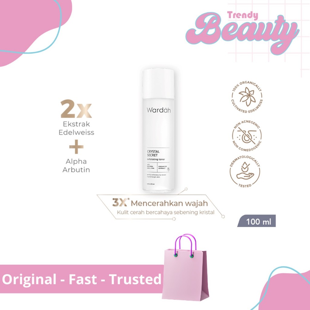Jual Wardah Crystal Secret Exfoliating Toner with Natural AHA+PHA 125ml | Shopee Indonesia