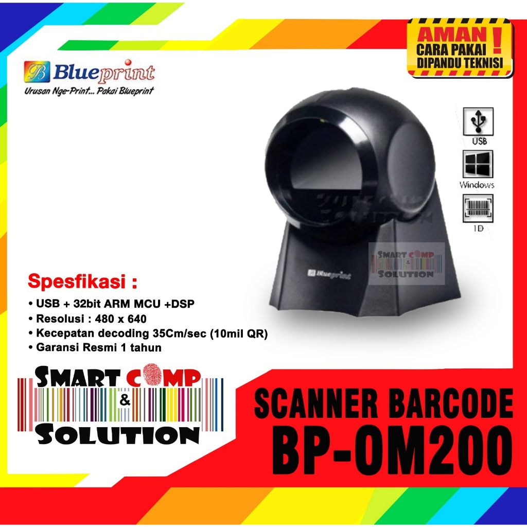 Jual Barcode Scanner Omni Blueprint BP-OM200 / BP OM200 1D 2D QRcode wired USB | Shopee Indonesia