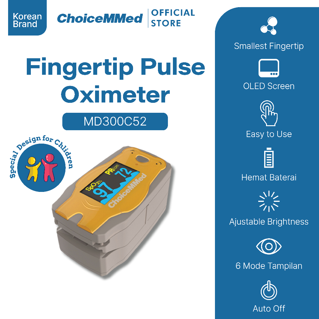 Jual CHOICEMMED - Alat Saturasi Oksigen Anak | Oximeter Anak MD300C52 ...