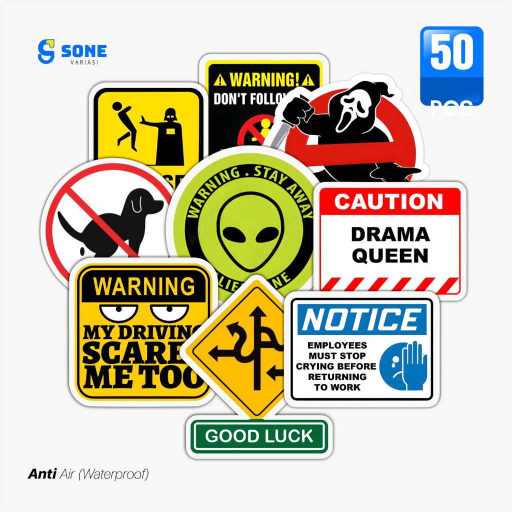Jual STICKER PACK FUNNY ROAD SIGNS | STICKER TUMBLR LAPTOP KOPER HELM ...
