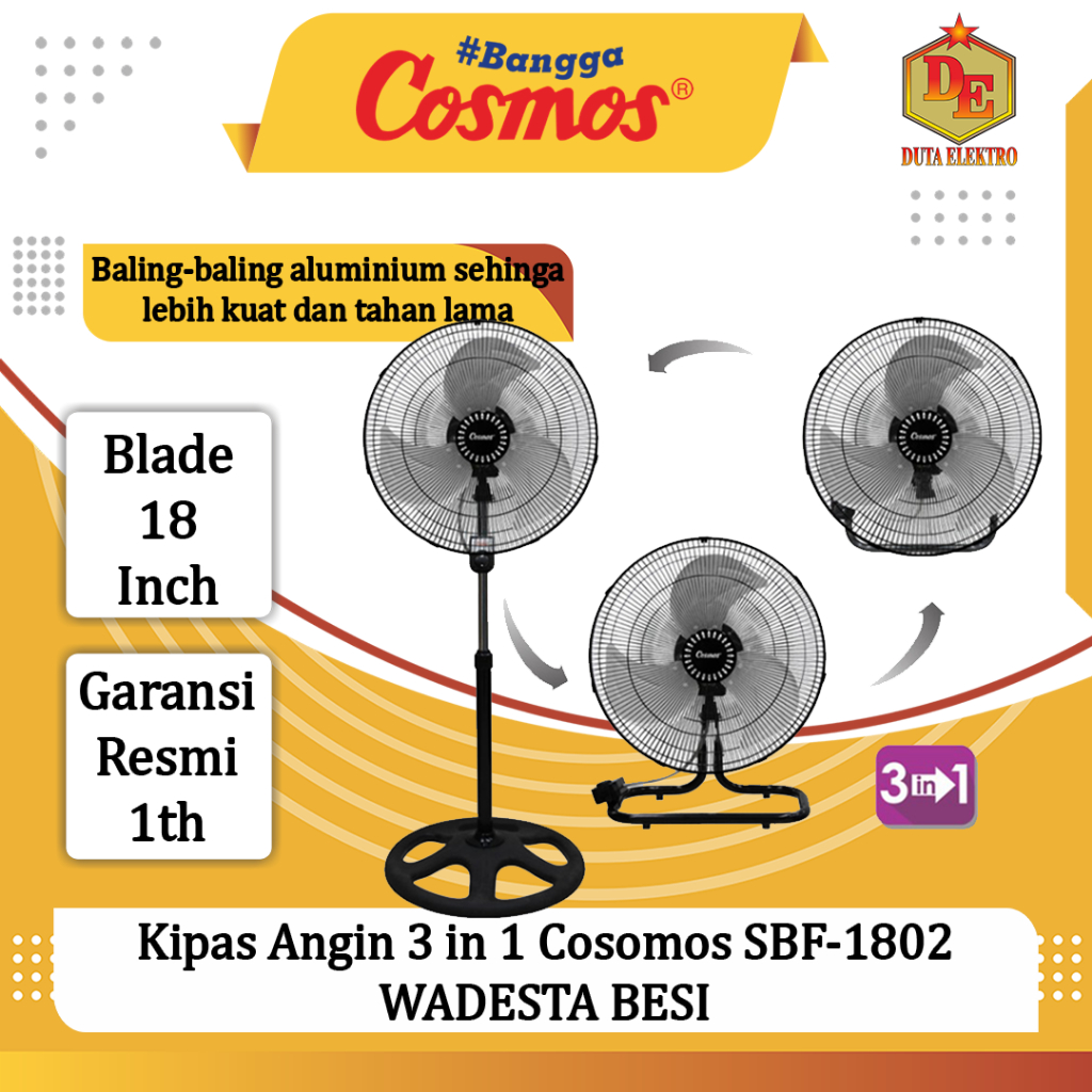 Jual Kipas Angin 3 in 1 Cosmos SBF 1802 WADESTA BESI Tegak Dinding ...