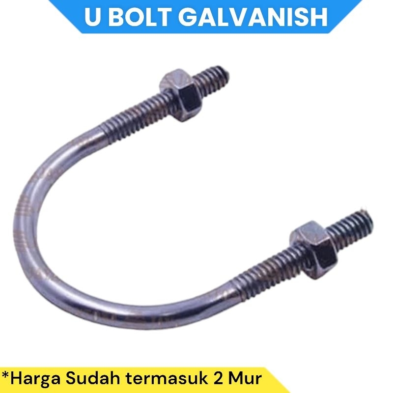 Jual U bolt 1 2 3 4 5 6 7 8 12 20 Inch / klem pipa ubolt / Besi zinc plated galvanized | Shopee ...