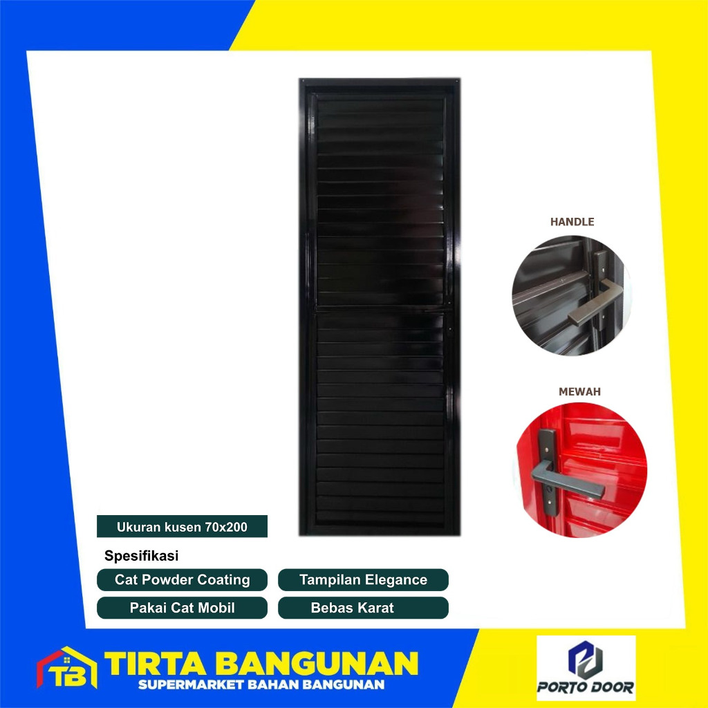 Jual PORTO DOOR PINTU ALUMUNIUM SLIM FULL PANEL 70 X 200 CM/ PINTU KAMAR MANDI ALUMUNIUM ...