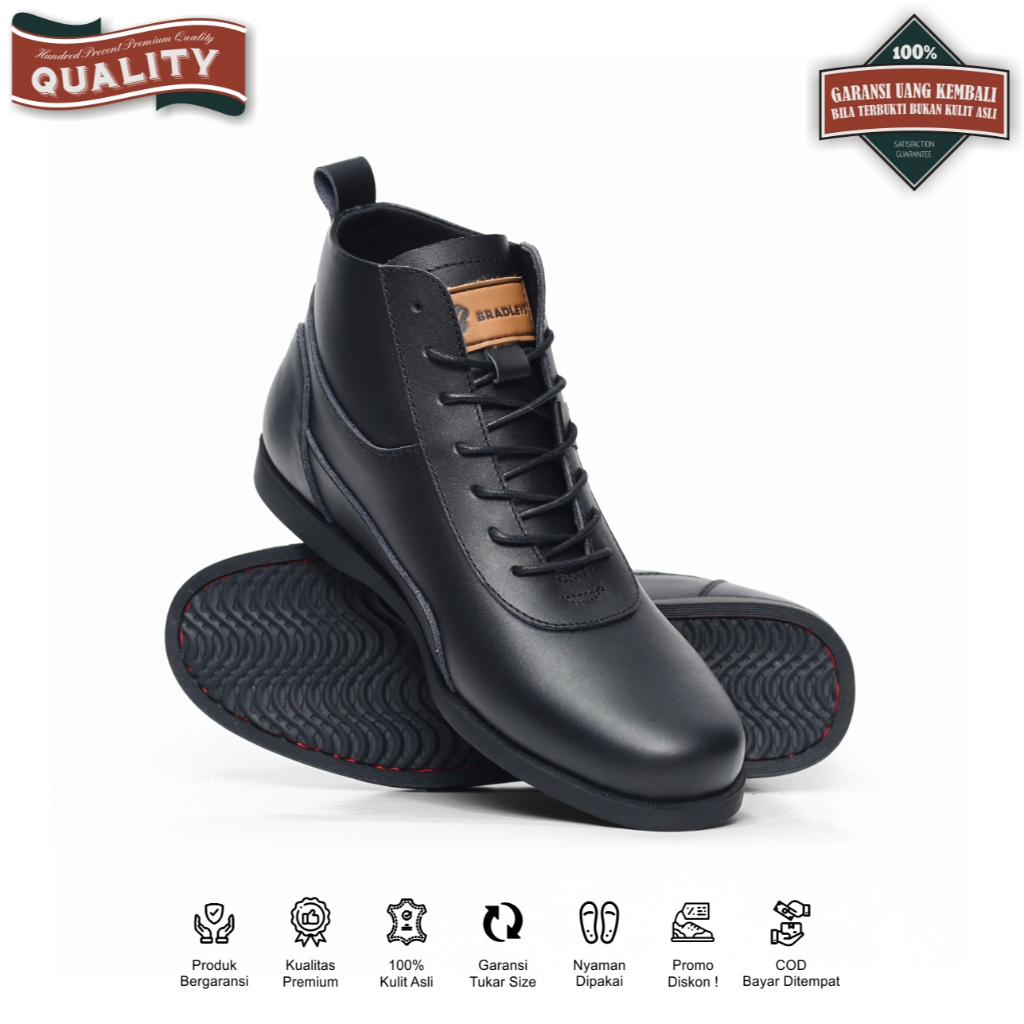 Jual Bradleys Ennio Black - Sepatu Pria Kasual Boots Formal Kerja ...