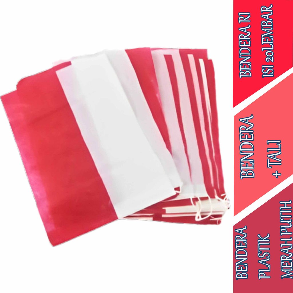 Jual Bendera RI - Bendera + Tali - Bendera Plasti Merah Putih - 20 ...
