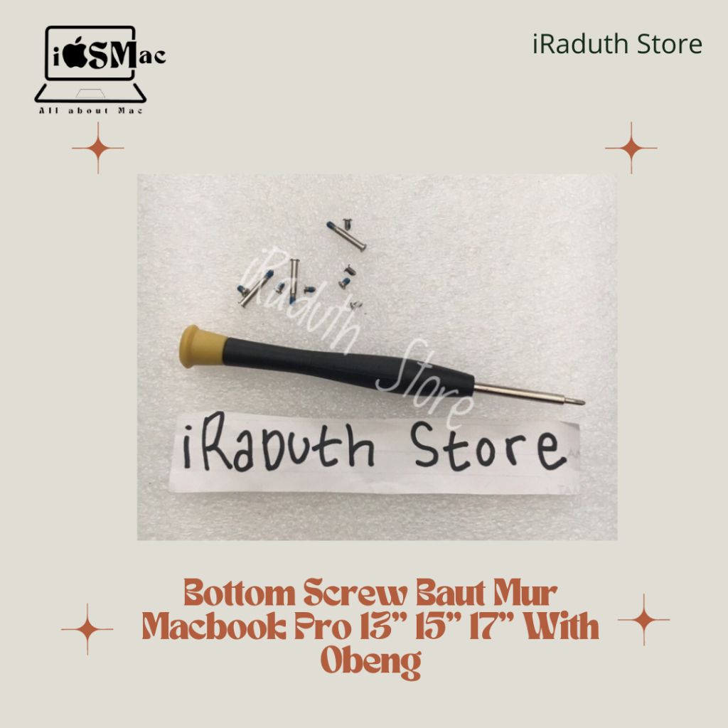 Jual Bottom Screw Baut Mur Macbook Pro 13” 15” 17” With Obeng | Shopee ...