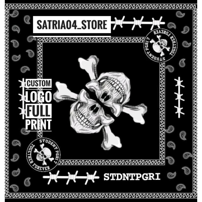 Jual BANDANA FULL PRINT UKURAN 100X100 CM BEBAS DISEIN/SLAYER FULL ...