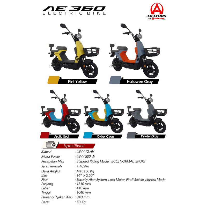 Jual "Termurah" Sepeda Listrik Selis PACIFIC AGATHOS AE360 | Shopee ...