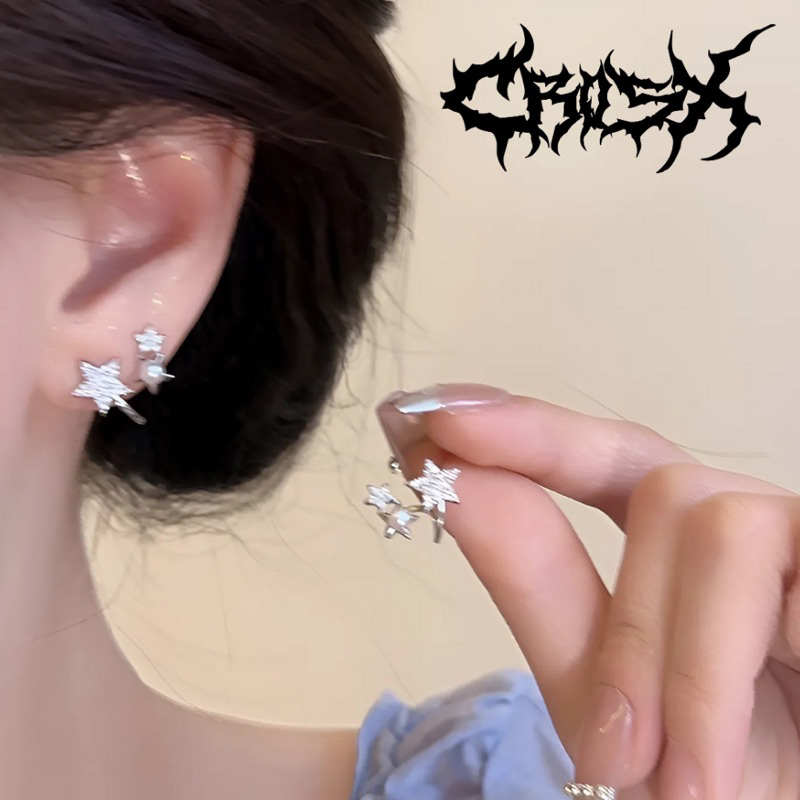 Jual AROP EARRINGS SET / 2PCS STAR OVAL SILVER EARRINGS ANTING BINTANG ...