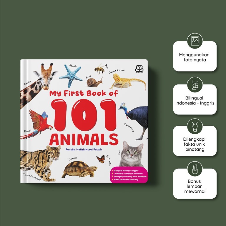 Jual [Mizan] My First Book of 101 Animals - Bilingual Boardbook | Buku ...