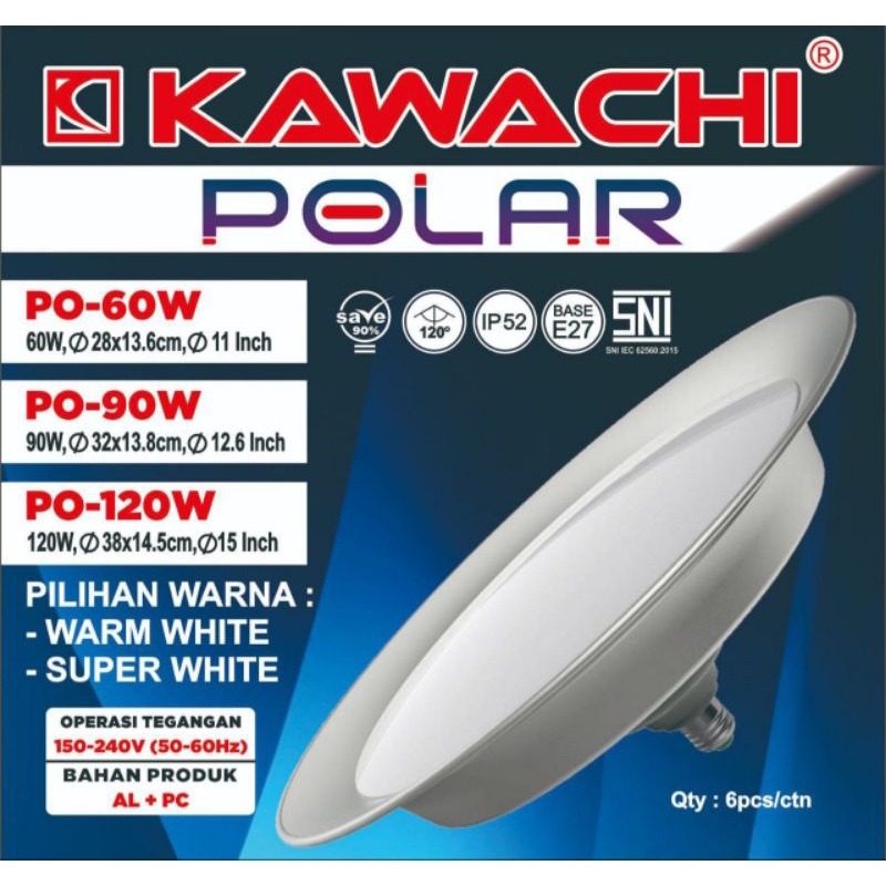 Jual Lampu LED Polar Pabrik Industri UFO Kawachi PO-60W Fitting E27 ...