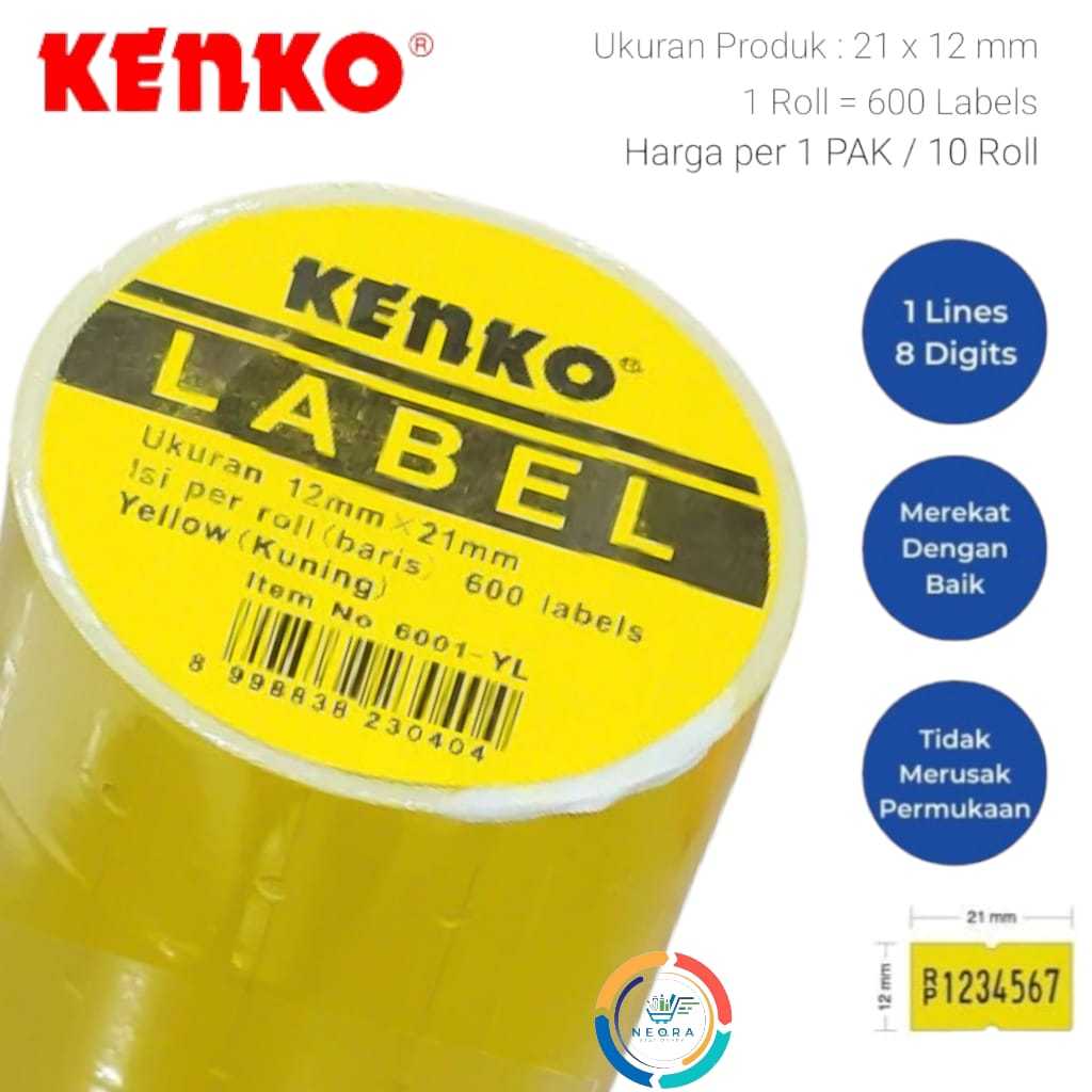 Jual Kenko Label Harga Price Label 6001-YL | Fluorescent Yellow ...