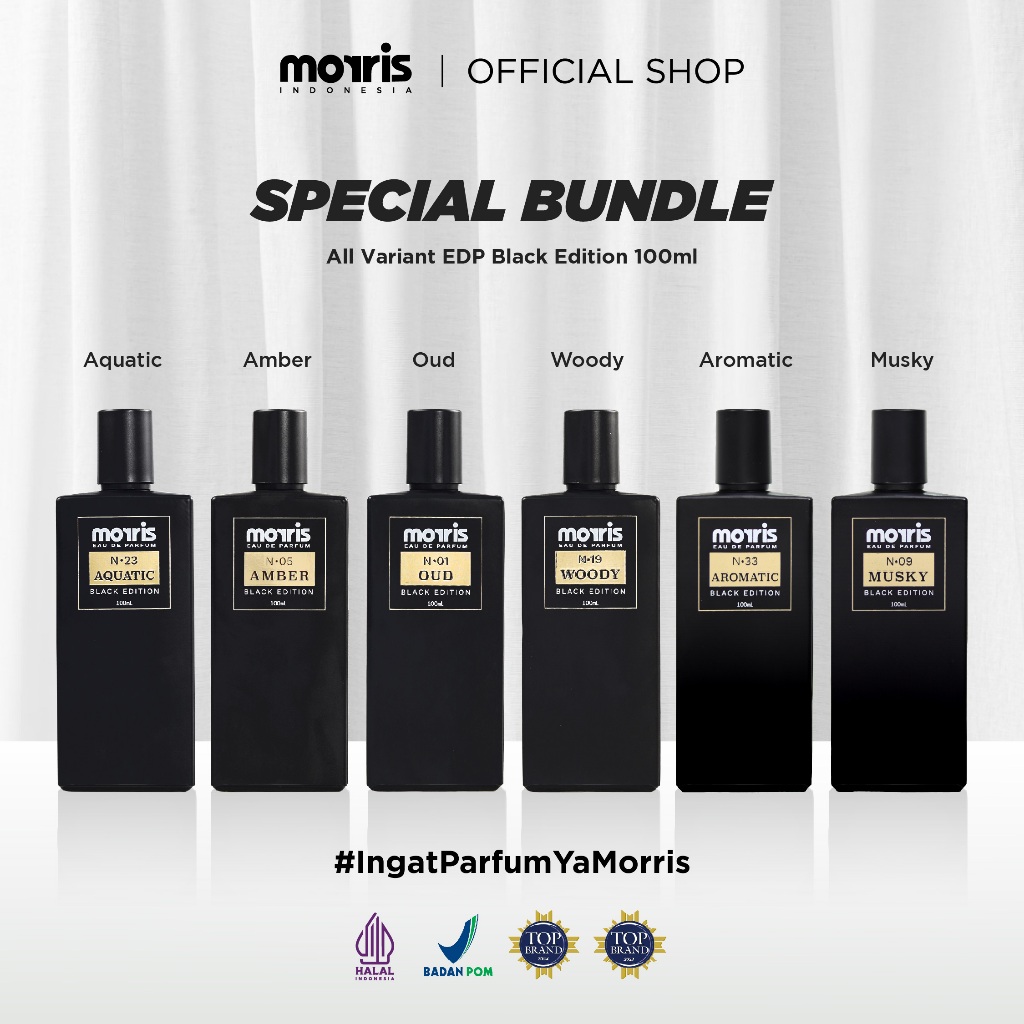 Jual MORRIS Best Parfum Semua Variant Black Edition (WOODY-AQUATIC-OUD ...