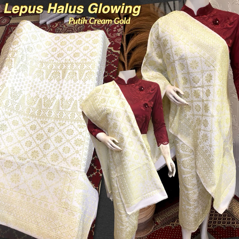 Jual TERLARIS Songket Lepus Halus Putih silver & Cream Gold /Songket Tenun Palembang asli Tenun ...