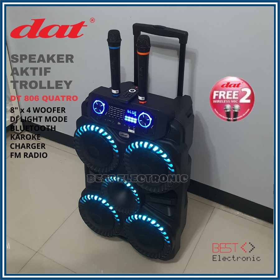 Jual SPEAKER AKTIF PORTABLE 8 INCH DAT DT 806 QUATRO BLUETOOTH TROLLEY ...