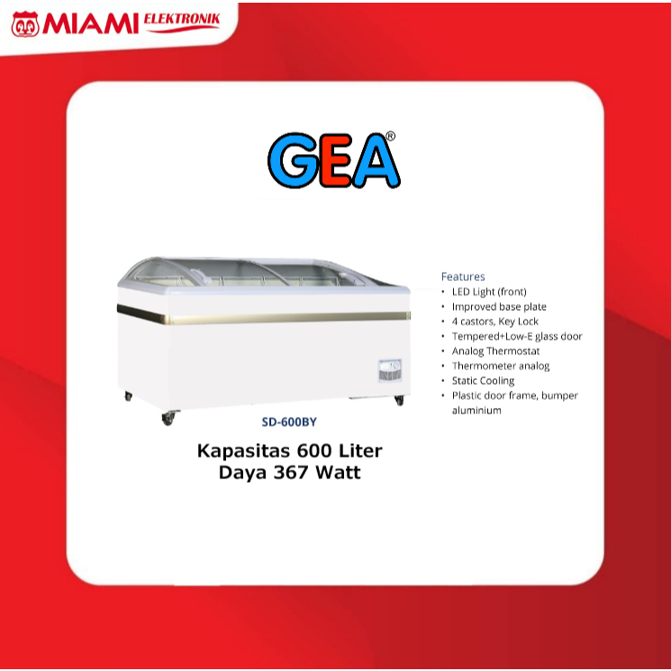 Jual GEA SD-600BY / SD600BY Sliding Curve Glass Freezer 600 Liter 367 ...