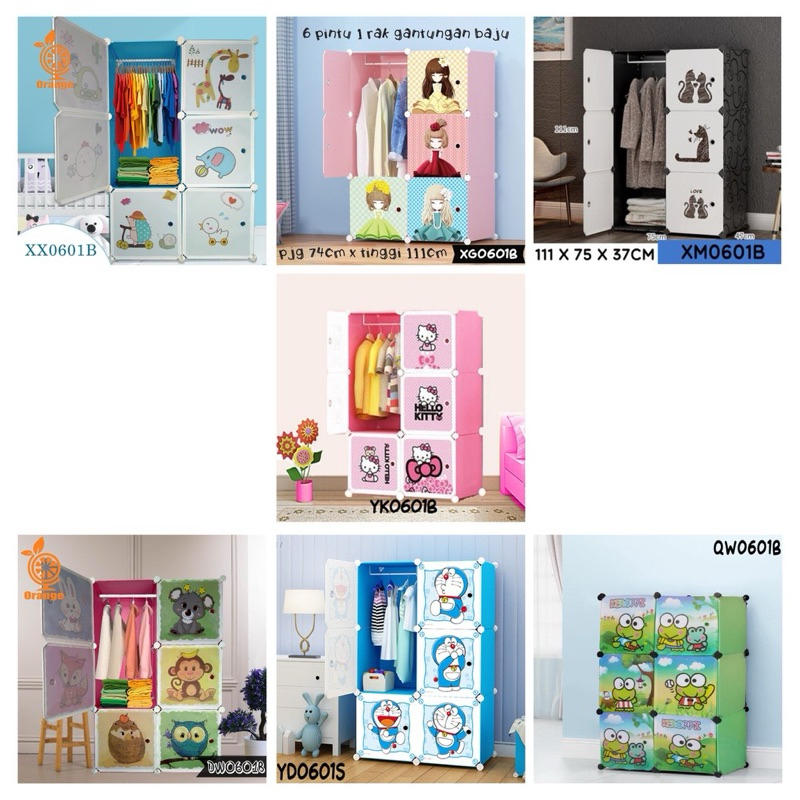 Jual Hoas Lemari Pakaian Rakit Plastik Anak 6 Pintu Lemari Portable Rak ...