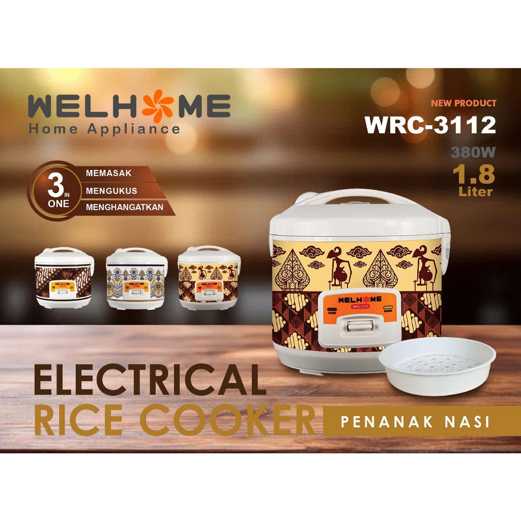 Jual WELHOME Rice Cooker Magicom 1,8 Liter WRC-3112 Motif Batik 3 in 1 ...