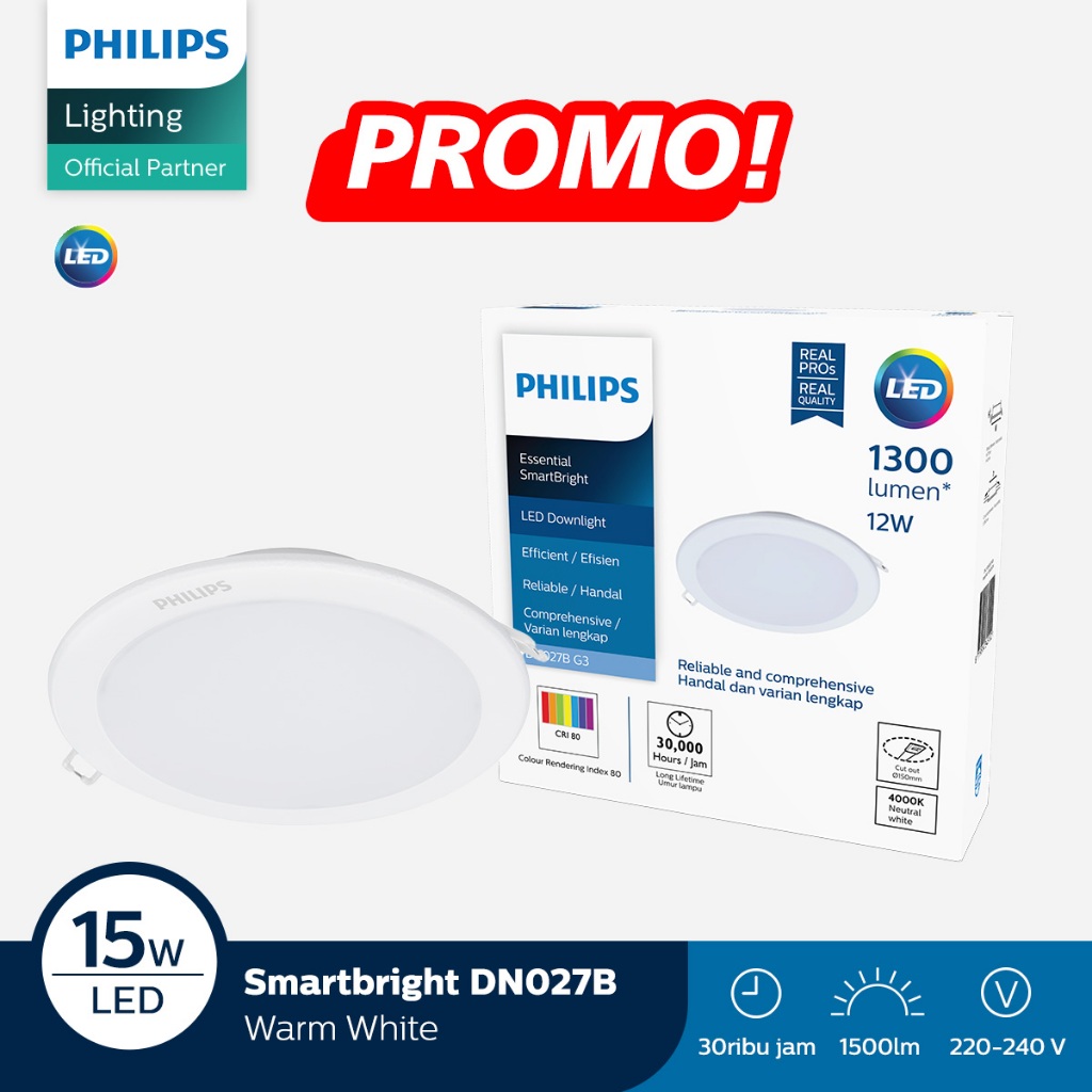Jual Philips Lampu Downlight DN027B 15W D175 3000K Cahaya Kuning ...