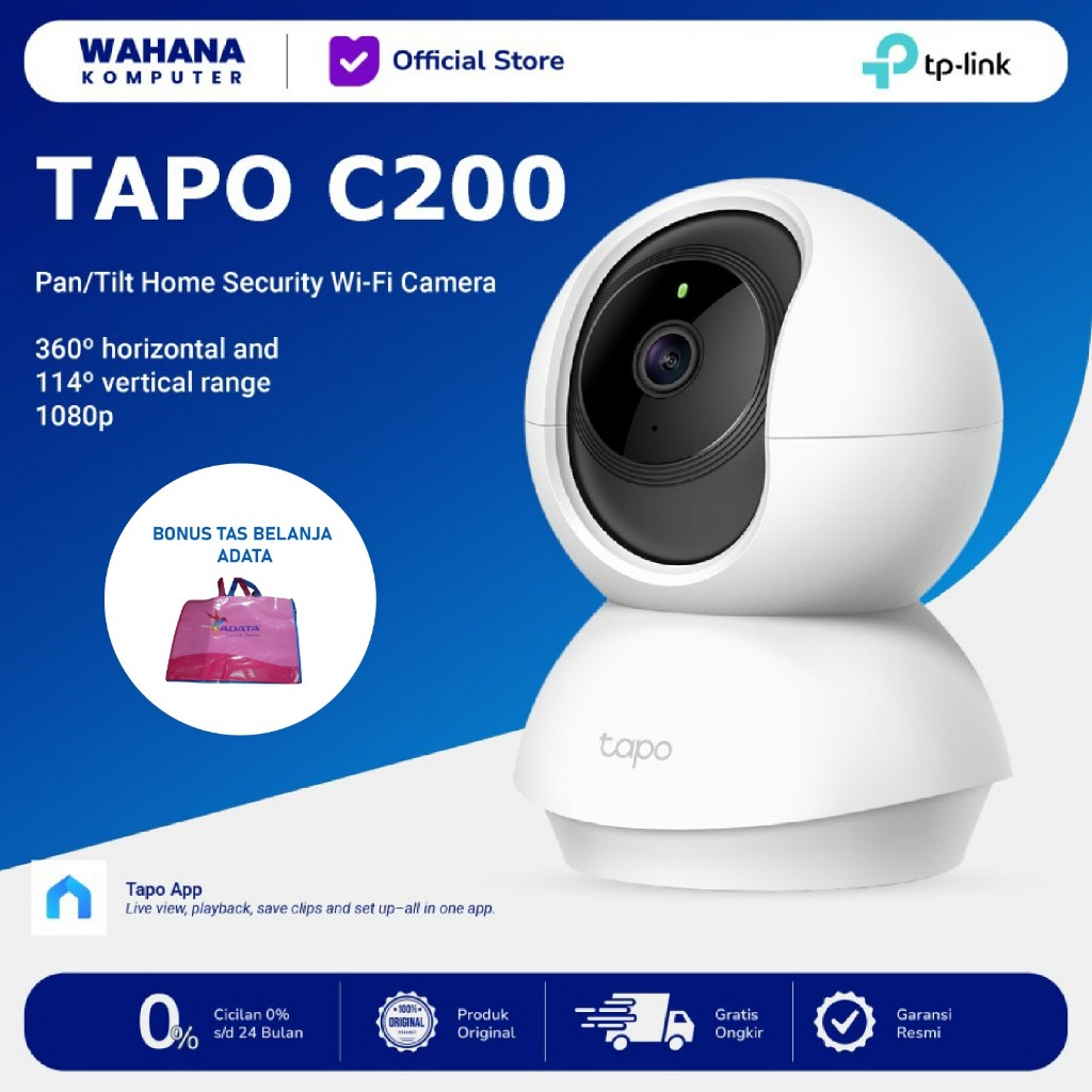 Jual Tp - Link Tapo C200 CCTV Camera/IP Cam Pan/Tilt 360° kamera ...