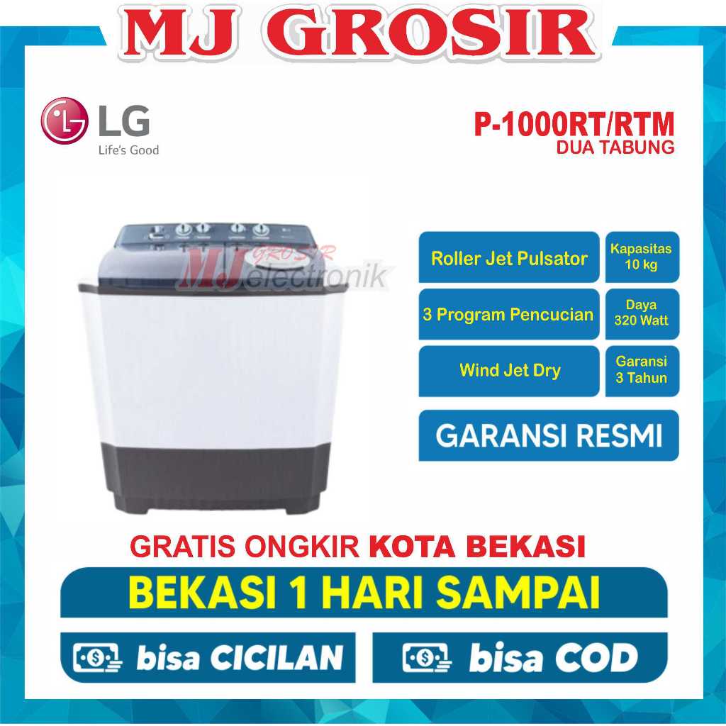Jual MESIN CUCI LG P 1000 RT / RTM 10 KG 2 TABUNG LOW WATT | Shopee ...