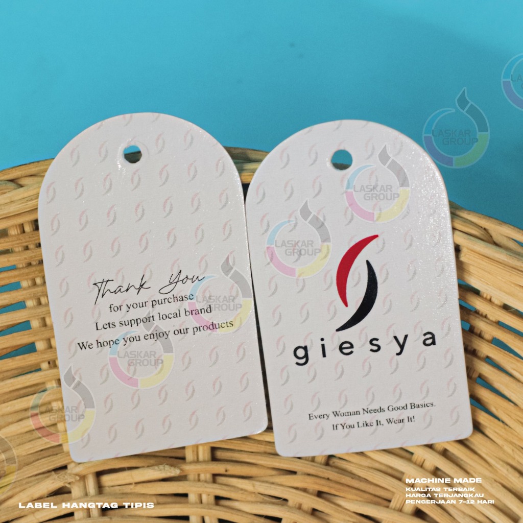 Jual Hang Tag Baju Custom AP 260 gram Hang Tag Laminasi Glosy/Dof Label ...