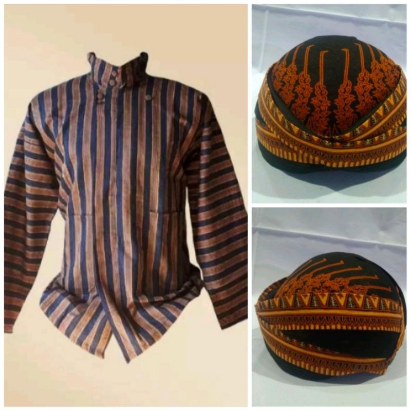 Jual Baju Lurik / Surjan Lurik Pria Dewasa & Blangkon / Pakaian Adat Jawa | Shopee Indonesia